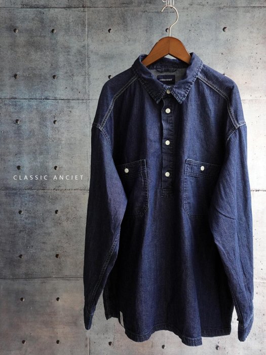 CA 日本製 DESCENDANT 藍色仿舊 寬版 純棉 長袖牛仔襯衫 3號 一元起標無底價B335 | Yahoo拍賣