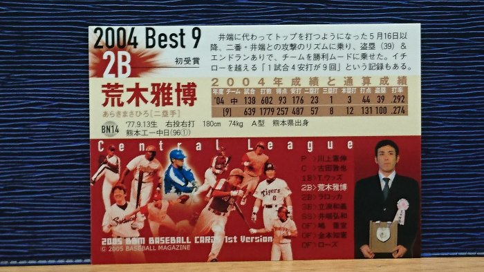 （收藏家的卡）2005BBM 中日【荒木雅博】2004 BEST 9 | Yahoo拍賣