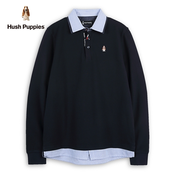【瘋搶派對】Hush Puppies POLO衫 男裝經典配色假兩件刺繡小狗POLO衫 | 長袖 | Yahoo購物中心