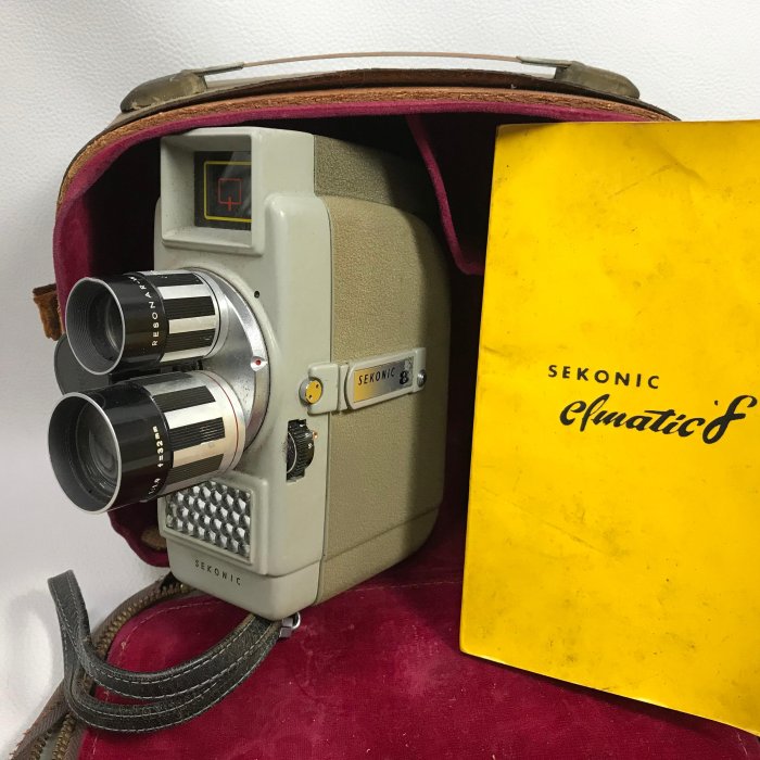 【藏舊尋寶屋】老日本 超經典3鏡頭高階8公分發條機械攝影機Sekonic Elmatic 8 底片相機 附原皮套及簡介※2505080422165-27J※ | Yahoo拍賣