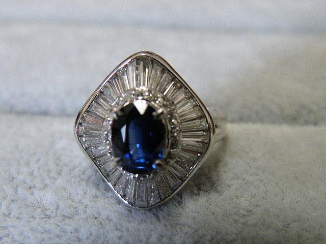 89.日本二手藍寶石 1.17克拉+鑽石1.08 Pt900 戒指 約10號（已賣出） | Yahoo拍賣