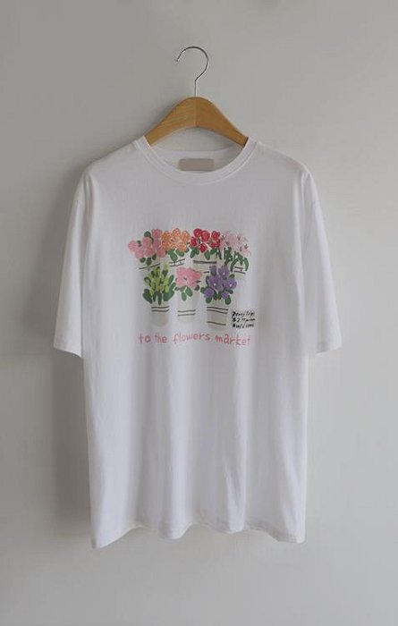 Bellee 正韓 引人注目可愛小花盆短袖棉上衣 (2色) 【0618-84】KA | Yahoo拍賣