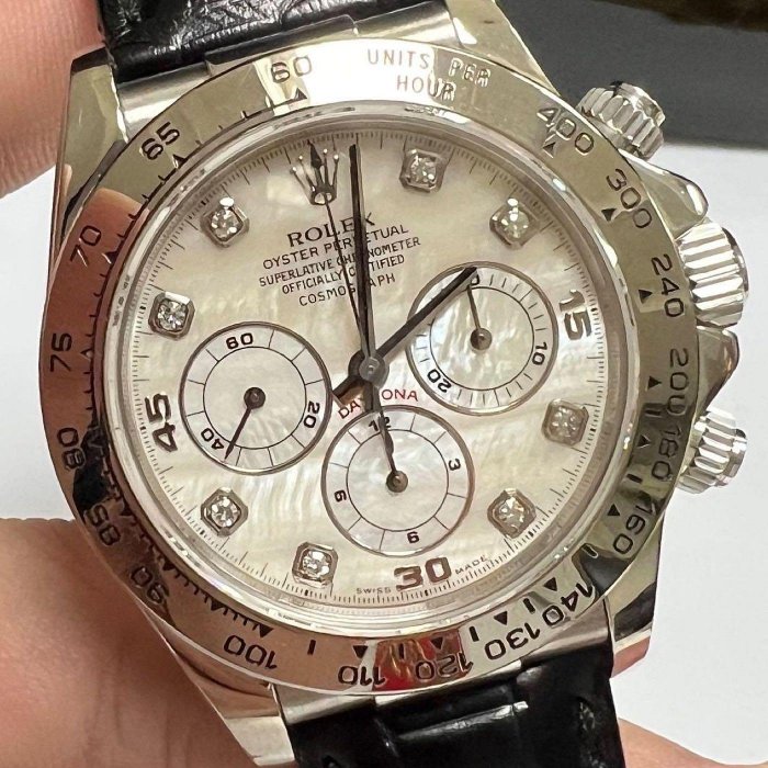 停產款 ROLEX 勞力士 DAYTONA Ref. 16519 18k白金 貝母貝錶盤原鑲鑽標 ZENITH 4030機芯 A字頭 40mm ...