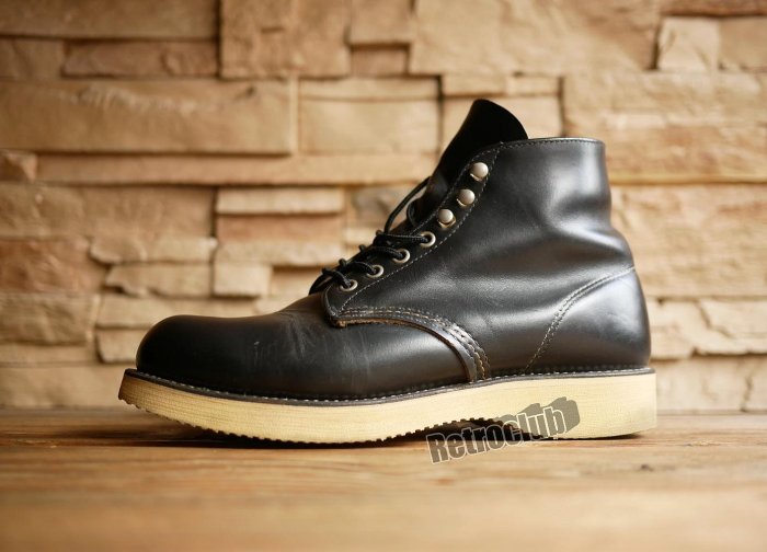 Retro CLUB【一元起標】【二手】美國品牌 RED WING 8165 美製 黑色 圓頭 白底 美式工作靴 茶芯皮革 N241110 ...