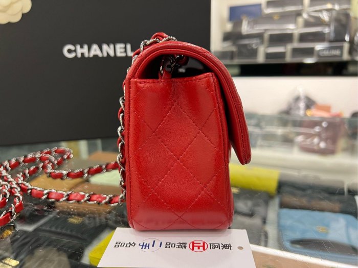 ㊣東區正精品㊣CHANEL MINI COCO 20 A69900 香奈兒紅色羊皮銀鍊菱格紋斜背包 CF 20cm RZ5634 | Yahoo拍賣