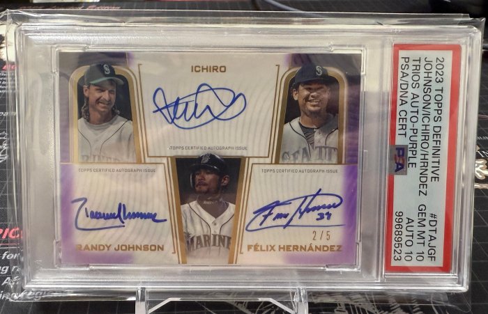 2023 Topps Definitive Ichiro/Randy/Felix Triple Purple PSA 10 Auto 10 2 ...