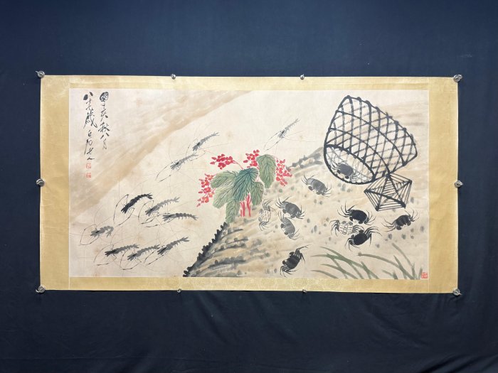 齊白石｜蝦蟹一籮筐（巨幅）｜紙本鏡片｜LSB-10429-PBAJ『宣和書畫』歲末特拍 只有這一檔 | Yahoo拍賣