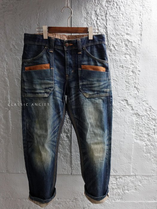 CA 愛德恩 EDWIN 藍系仿舊刷紋 直筒 牛仔褲 32腰 一元起標無底價E265 | Yahoo拍賣