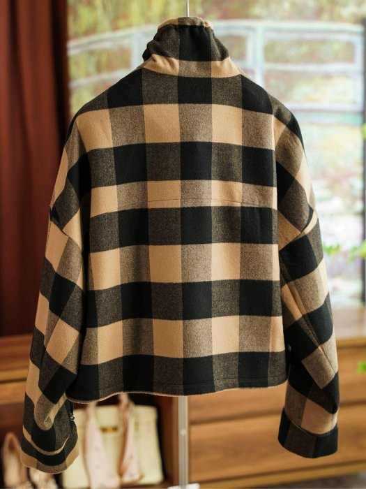 巴黎小時光一間外貿老店 ️ 都市漫遊~小眾調調真酷！ 單面絨羊毛格子短外套女秋冬新款0829 YT | Yahoo拍賣