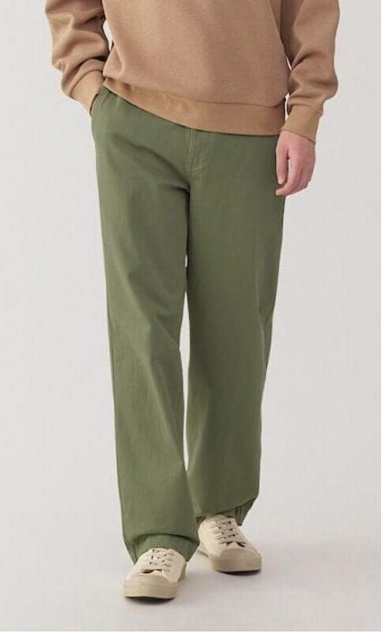 ＊一元起標無底價＊全新真品MUJI 無印良品當季休閒街頭型男時尚有機棉純棉質水洗綾織卡其綠色寬版休閒卡其褲/W33 | Yahoo拍賣