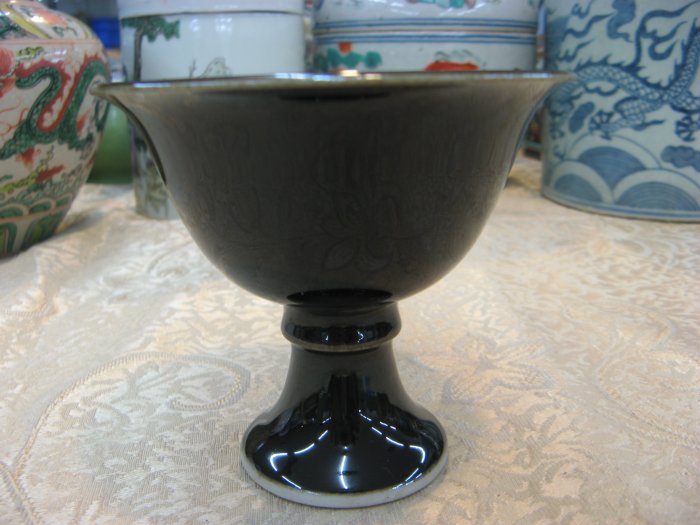 -順治爺-t742號@早期收藏瓷器@~單色釉.黑~高腳杯~大明萬曆年製~@999元起標 | Yahoo拍賣