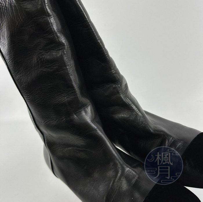 【一元起標 07/19】 CHANEL G26478 黑 天鵝絨 圓頭皮靴 #37.5E | Yahoo拍賣