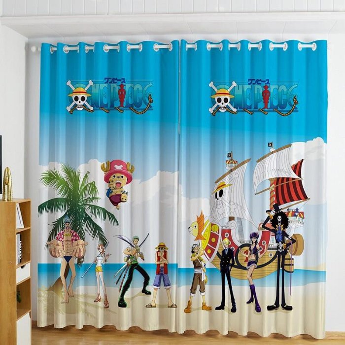 窗簾一件式窗簾卡通動漫路飛索倫男孩的房間灣窗地板窗背景陰影布門 Cu | Yahoo拍賣