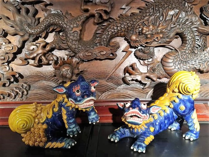 【啟秀齋】早期台灣交趾陶 一代宗師 林再興 對獅 逗 (限量250件) 交趾燒 已故國寶級跤趾陶藝師 1F | Yahoo拍賣