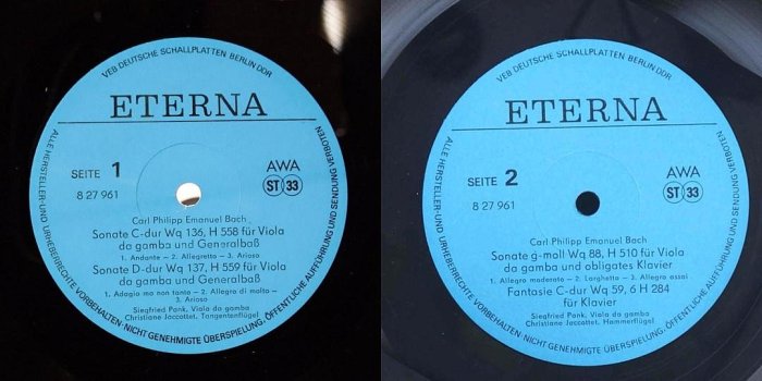 德版古典-ETERNA/8 27 961/C.P.E.巴哈:中提琴奏鳴曲;幻想曲/Siegfried Pank,古提琴 | Yahoo拍賣