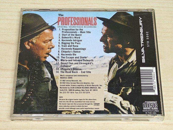 【駱克二手西洋CD】THE PROFESSIONALS SOUNDTRACK MAURICE JARRE 美國版 專輯頁黃斑 封底霉點 外殼 ...