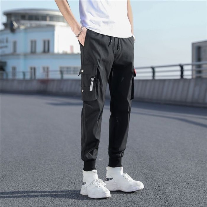 酷利男~ 工裝褲男潮牌寬鬆夏季薄款最新束腳男士休閒褲子男百搭潮流~西褲牛仔褲休閒褲短褲長褲子 | Yahoo拍賣