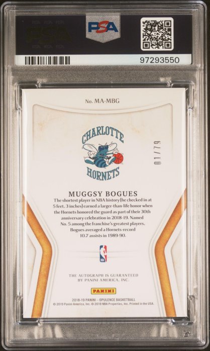 18-19 Muggsy Bogues[PSA9]PANINI Opulence Magnificent AUTO(1of79) | Yahoo拍賣