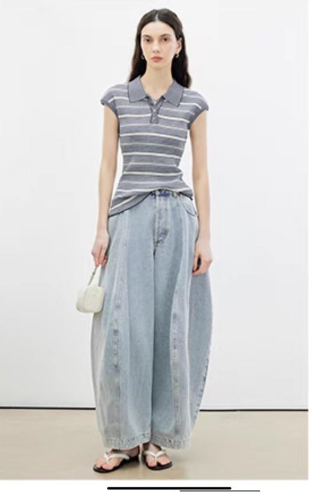 代購 vip 九折 舒爽透氣天絲長絨棉 顯瘦氣球解構九分牛仔褲 特價3880(m | Yahoo拍賣