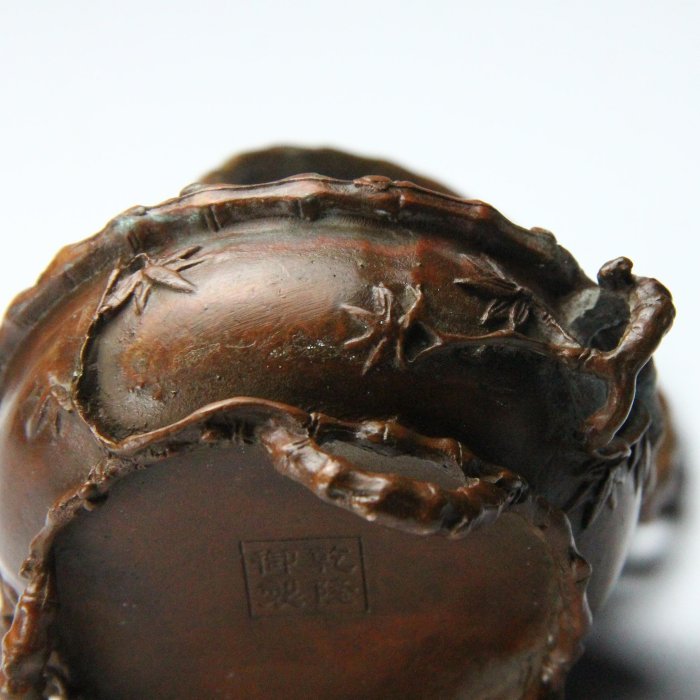 【桑園の】老式珍藏 氣節君子 竹節鏤空雙耳香爐 三足 古銅香爐 底款 K 7049 | Yahoo拍賣