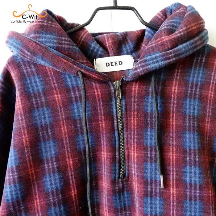 一元起標～當 我 們 在 衣 起C-WIT＊╯全新領拉鍊連帽格紋上衣 | Yahoo拍賣