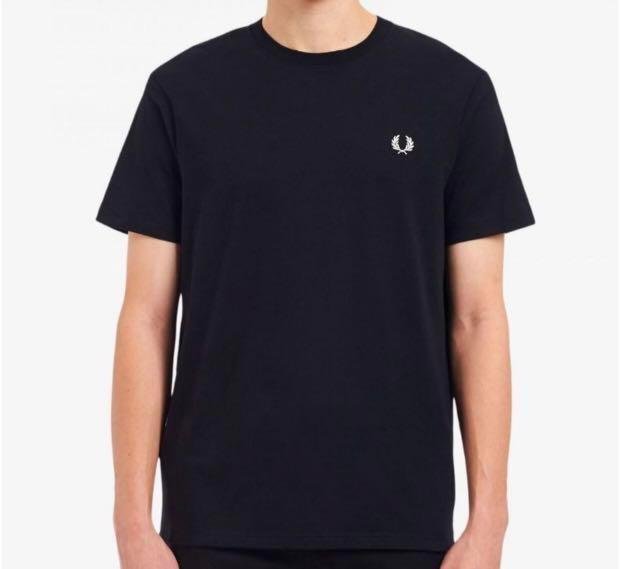 Furugi Shop 英國時尚品牌 Fred Perry 黑色 桂冠LOGO刺繡 赤耳 高磅數 短袖T恤 日本製 一元起標 1G612 | Yahoo拍賣