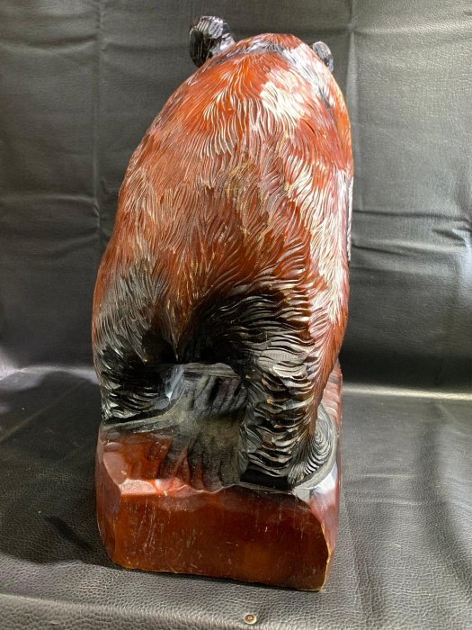 【古玩輕鬆拍】老日本北海道傳統工藝 超巨大親子熊獵魚 原木雕刻置物/大木雕藝術品 高55公分※0509566-226清倉無底價3-1 | Yahoo拍賣