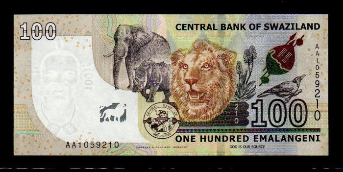 【低價外鈔】史瓦濟蘭 史瓦帝尼 2017年 100 Emalangeni 高面額 紙塑混和鈔一枚 少見~ | Yahoo拍賣