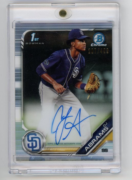 C.J. ABRAMS 2019 Bowman Draft 1st Chrome Ref AUTO /499 轉戰國民游擊強打新人亮面簽名卡 (附磁殼、簽跡抹到 | Yahoo拍賣