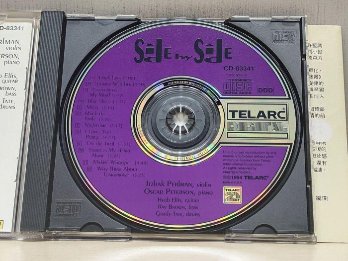 【駱克二手爵士CD】SIDE BY SIDE PERLMAN PETERSON 美國版 側標黃斑&小破損&黏在外殼 專輯頁黃斑&霉點&壓痕 封底黃斑 無IFPI | Yahoo拍賣
