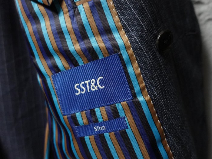 CA 義大利品牌 SST&C 藍色條紋 箭領 雙排扣 合身版 西裝外套 52A 一元起標無底價D879 | Yahoo拍賣