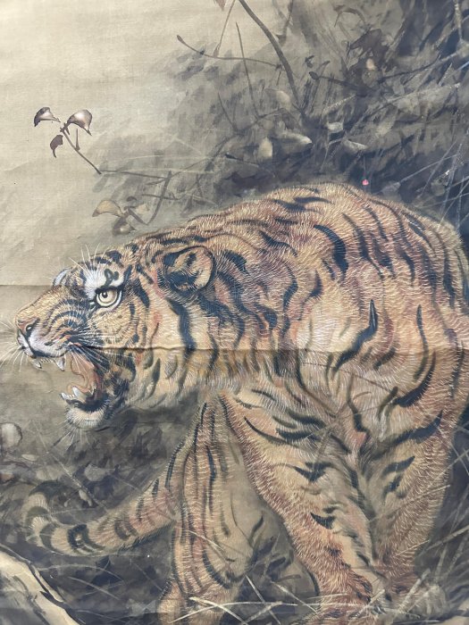 【石明峯舊藏】三尾吳石老虎設色絹本立軸(20250619-5)【汲雅堂專營字畫手稿古籍 歡迎委託拍賣】 | Yahoo拍賣