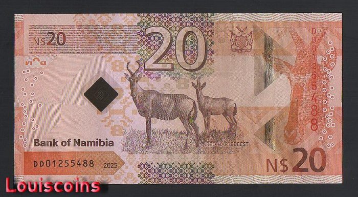 【Louis Coins】B2515-NAMIBIA-2025納米比亞紙幣-20 Namibia Dollars | Yahoo拍賣