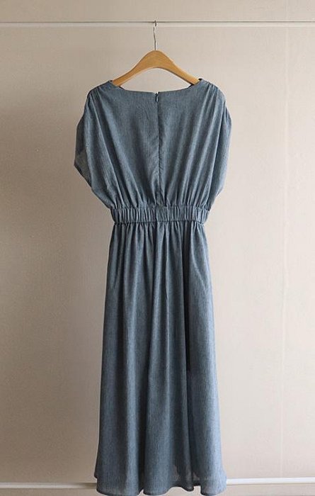 Bellee 正韓 夏季舒適 優雅氣息細褶袖彈性腰身混紡洋裝 (4色) 【0604-4】 | Yahoo拍賣