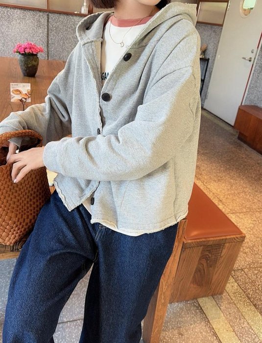 Hello V 正韓 可愛設計感捲邊設計質感連帽外套*灰*【C0328-134】 | Yahoo拍賣
