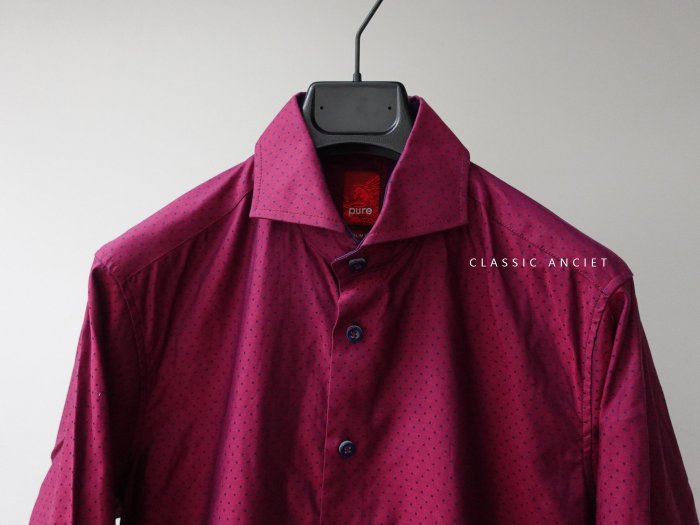 CA PURE 深紅點點紋 合身版 純棉 長袖襯衫 M號 一元起標無底價C579 | Yahoo拍賣