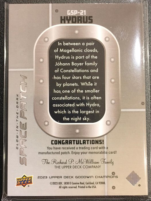 2023 水蛇座「Hydrus」手工刺繡星座卡 4mm厚卡 Upper Deck Goodwin Champions。1元起標。 | Yahoo拍賣
