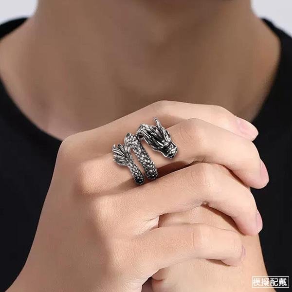 QBOX 》FASHION 飾品【TSR5612203】精緻個性復古霸氣蟠龍S925純銀戒指/開口戒指 | Yahoo拍賣