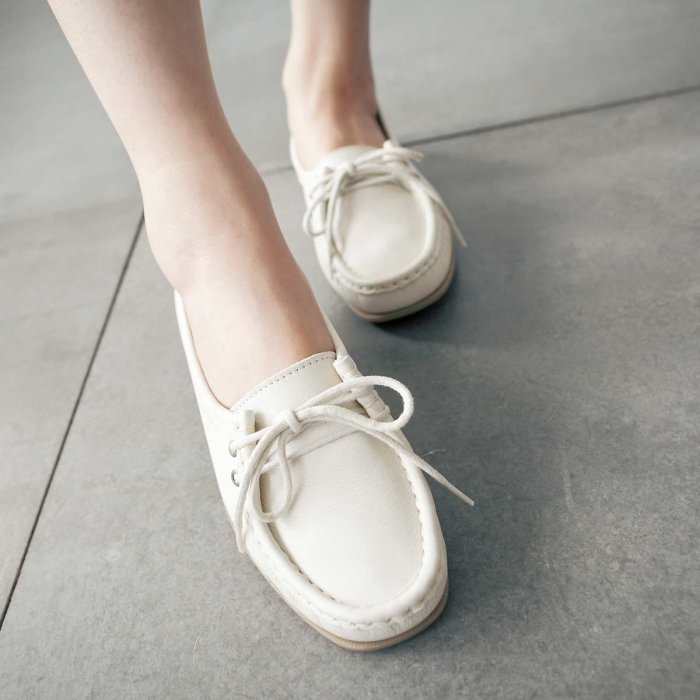 可清洗皮革．我的小白鞋綁帶豆豆氣墊休閒帆船鞋。時尚韓妞。狂銷萬雙【QT2860】AppleNana | Yahoo拍賣