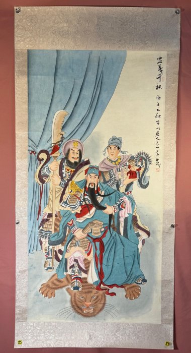 「愛菊廬」-李奇茂（國家文藝獎，後期作品融入臺灣風俗、人物等相關元素）/忠義千秋/繪於台北/很大張的人物圖（66/133）-JB11 | Yahoo拍賣