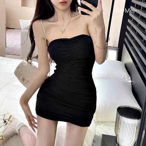 克妹Ke-Mei【AT83757】POCO韓`勾魂辣妹夏日胸墊炸乳平口洋裝 | Yahoo拍賣