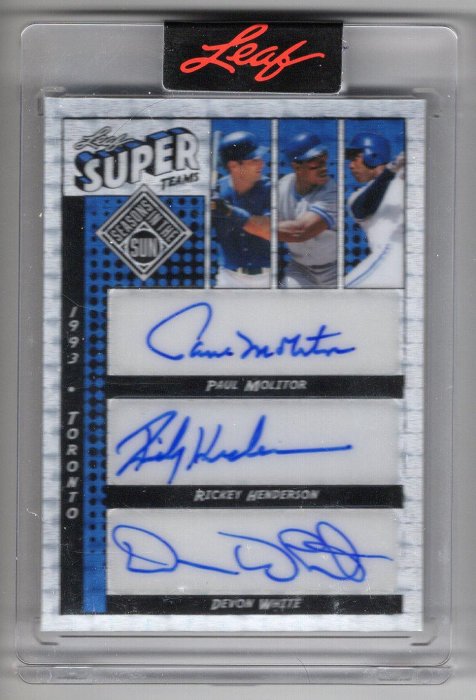 2025 Leaf Paul Molitor Rickey Henderson Devon White AUTO 超美 限量1/1 藍鳥3星 ...