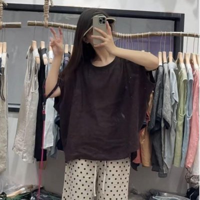 【木棉衣舖】文藝簡約圓領蝙蝠袖漢麻套頭T恤-0723 | Yahoo拍賣