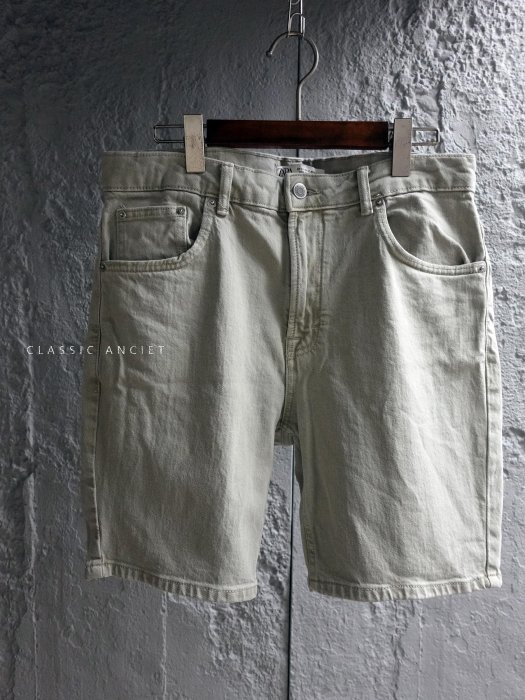 CA 西班牙品牌 ZARA 淺灰綠仿舊 牛仔短褲 34腰 一元起標無底價E347 | Yahoo拍賣