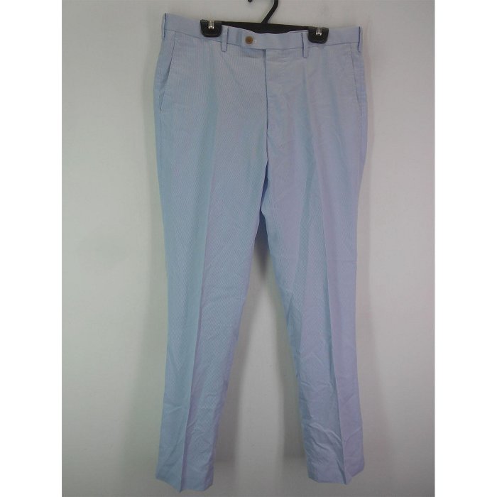 男 ~【UNIQLO】淺藍色細條紋休閒長褲 85號/實量腰圍約33.5吋(3A37)~99元起標~ | Yahoo拍賣
