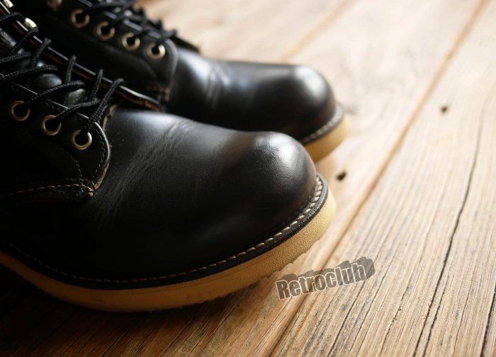 Retro CLUB【一元起標】【二手】美國品牌 RED WING 8165 美製 黑色 圓頭 白底 美式工作靴 茶芯皮革 N241110 ...