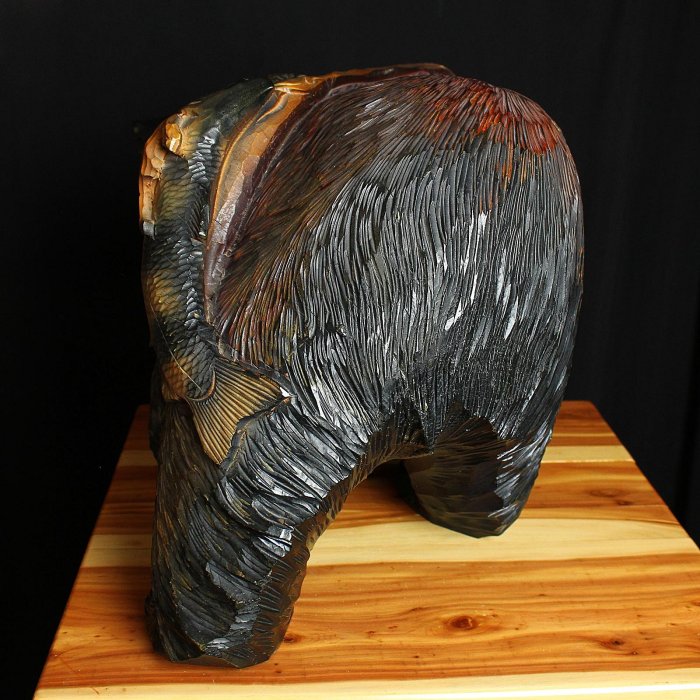 【桑園の】巨獸~捕魚去 !! 早期職人手雕工法 68公分 作家款 木雕熊 一刀雕 D 6452 | Yahoo拍賣