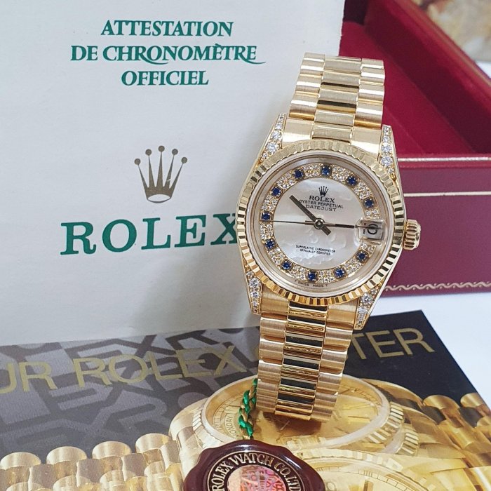 【大眾名錶】ROLEX 勞力士 68238 Datejust 中型 市場極罕見錶款 配上極罕見貝殼藍寶石多層鑽面盤 大眾當舖B461 ...
