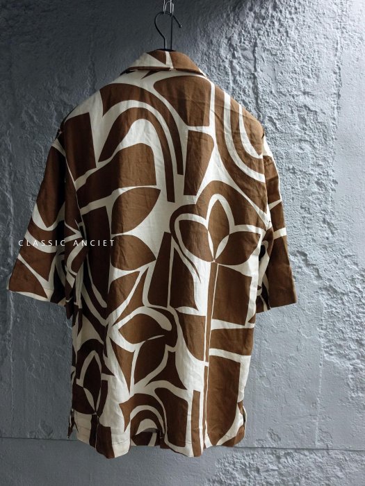 CA 西班牙品牌 ZARA 花紋 混紡 寬版 古巴領 短袖襯衫 M號 一元起標無底價E198 | Yahoo拍賣