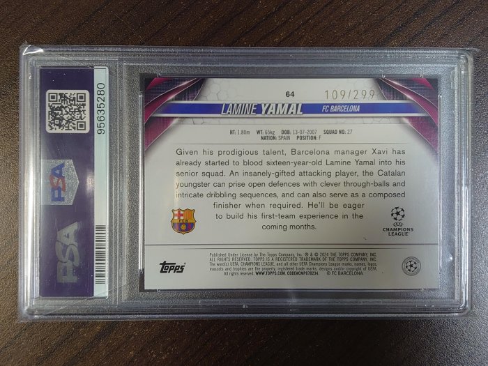 「小米九九」 2023-24 Topps UEFA Soccer Lamine Yamal RC 鑑定限量新人卡 109/299 PSA8 | Yahoo拍賣